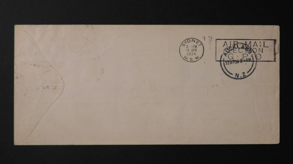 1934 Sydney Australia First Flight Cover FFC To New Zealand Signed by ...