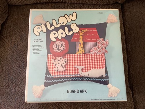 Vintage PILLOW PALS Sewing Craft PILLOW KIT Gingham NOAHS ARK 1970s ...