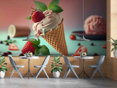 3D Ice Cream Parlor Wall Murals Wallpaper Murals Wall Sticker Wall 52 ...