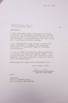 1940 Lamson Goodnow Charles Danziger Los Angeles CA Letter Ephemera ...