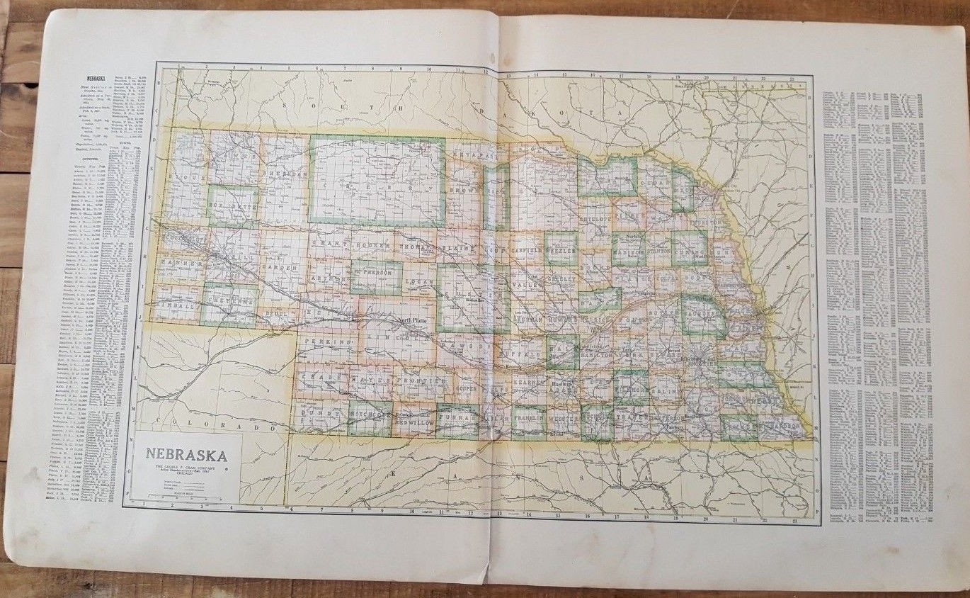 Antique MAP OF NEBRASKA - Atlas Of Franklin County Nebraska - Ogle & Co ...