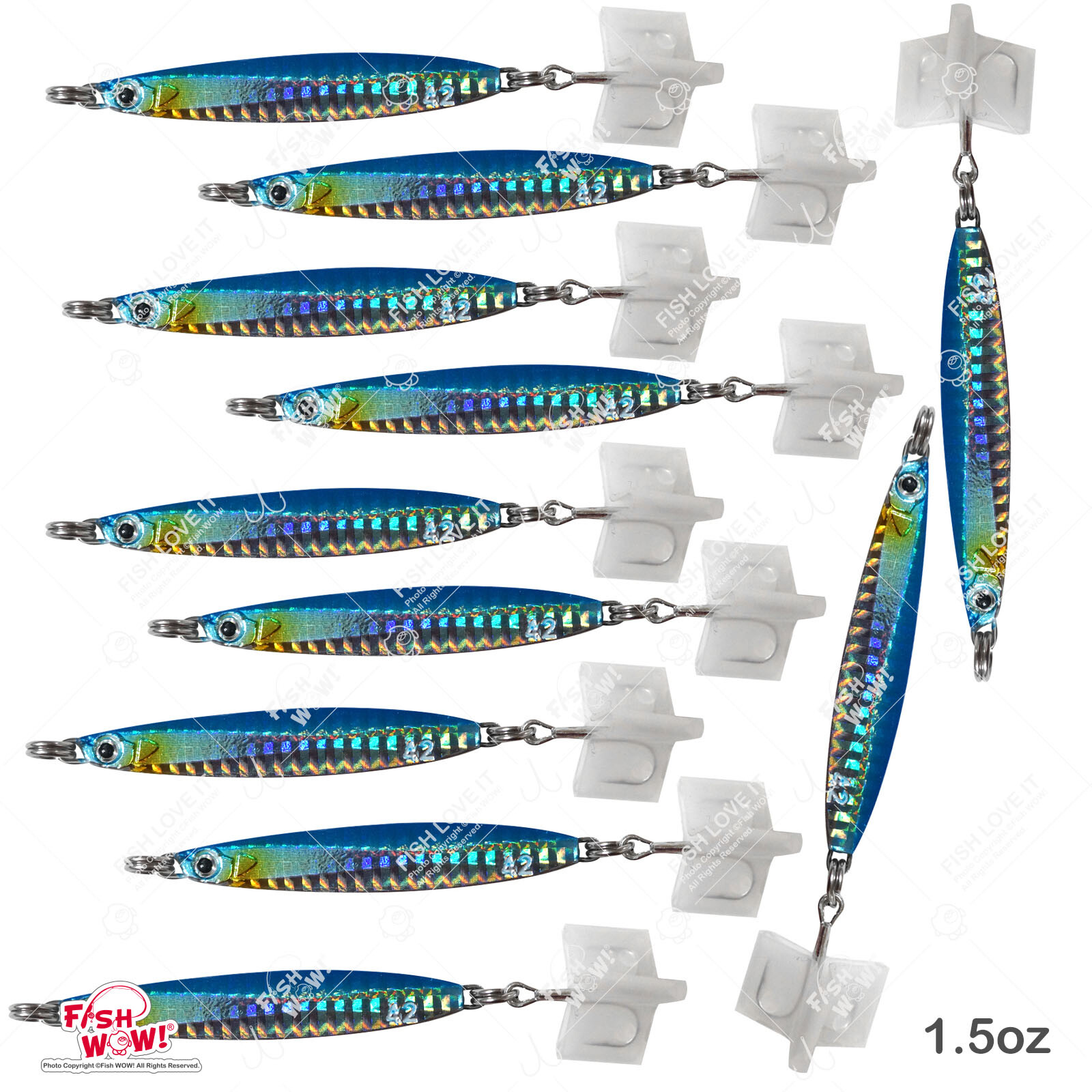 10pcs 1.5oz Colt Sniper jigs 42g Vertical jig w/ a 3561D-DT MUSTAD Hook ...