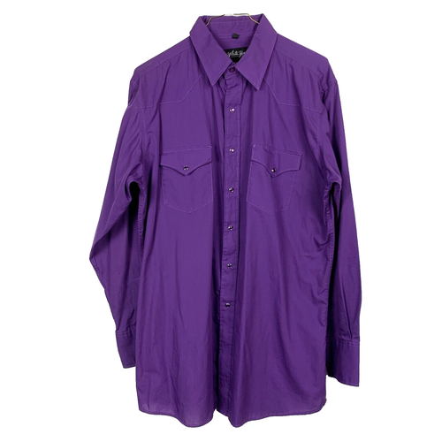 White Horse Dark Purple Western Cowboy Rodeo Pearl Snap Long Sleeve ...