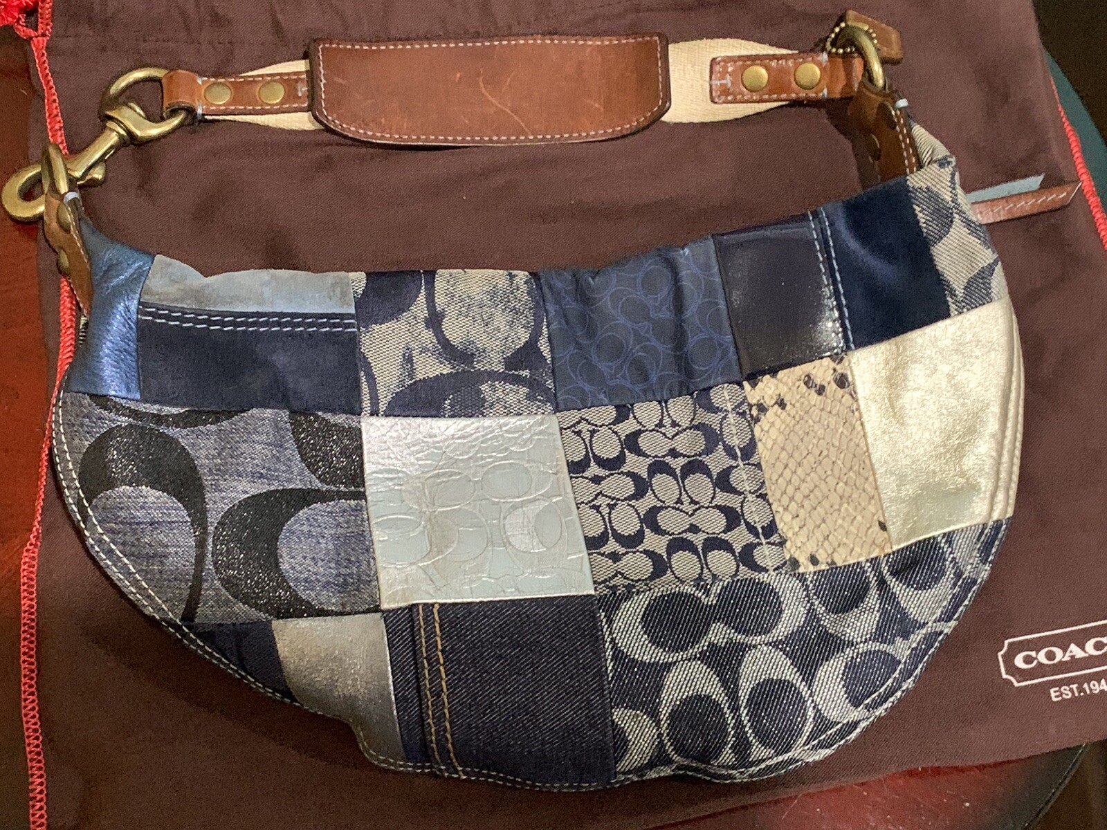 Coach Denim Patchwork Hobo Shoulder Bag No. B06S-10019 - Gem