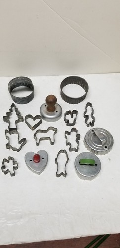15 VTG ASSORTED TIN METAL COOKIE DONUT BISCUIT CUTTERS | eBay