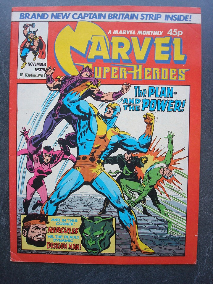 UK Marvel Super-Heroes magazines #377 1st new Captain Britain to #394 ...