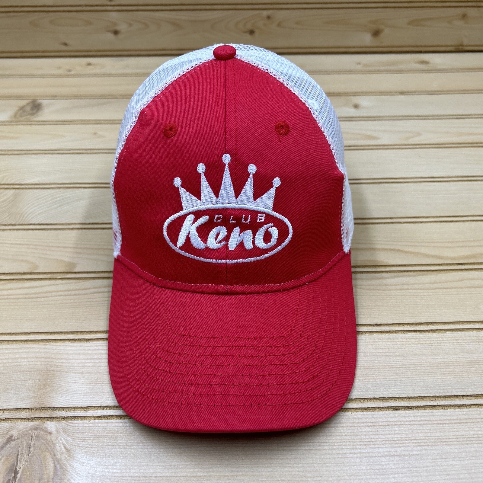 CLUB KENO Hat Ball Cap ADJUSTABLE Red White Mesh Back Lottery ...