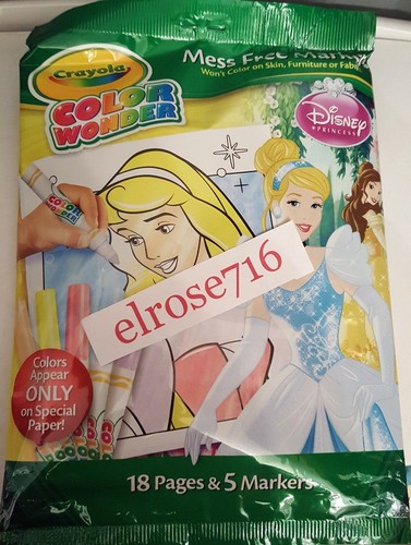 CRAYOLA COLOR WONDER DISNEY PRINCESS~INCLUDES 18PGS & 5 MARKERS~FOR ...