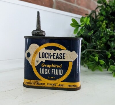Vintage LOCK-EASE Graphited Lock Fluid 3.4 oz Oiler Tin | eBay