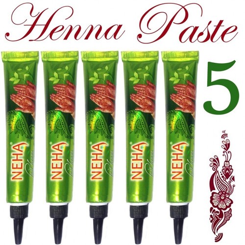 5x Red Instant Henna Cones Temporary Tattoo Body Kit Art Herbal Ink ...