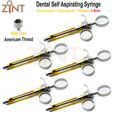 Set Of 5 Dental Self Aspirating Syringes 1.8ml Surgical Anesthetic ...