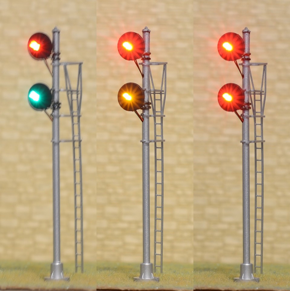 1 x HO scale model railroad 3-colors searchlight signal metal block 2 ...