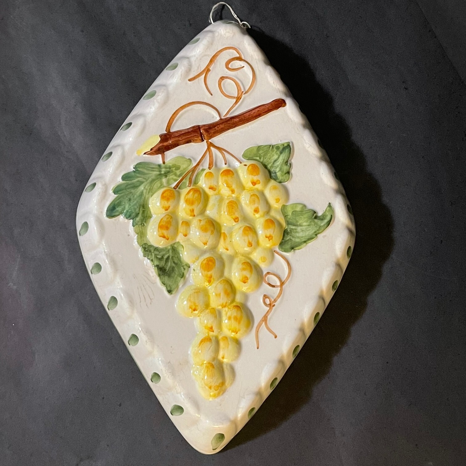 Vintage Hand Painted Ceramic Mold Wall Hanging Grapes Made in Italy 12 ...