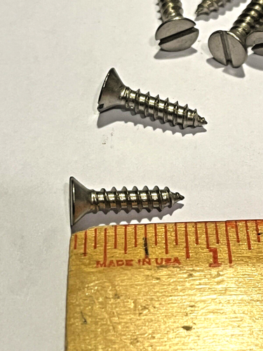 #8 x 3/4" Flat Head Slotted, Tapping Wood/ Metal Screws Stainless Steel ...