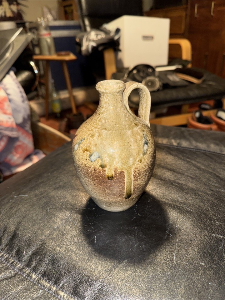 VTG Jugtown Ware Gray Brown Mini Syrup Jug North Carolina NC Pottery 6. ...
