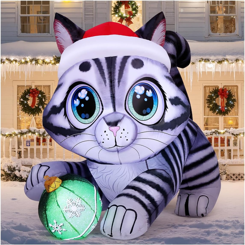 5 FT Long Christmas Inflatables Outdoor Decorations Blow up Xmas Civet ...