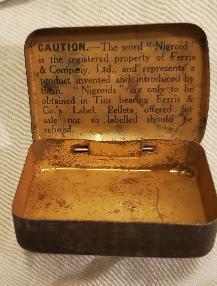 Vtg Rare Nigroids Ferris Throat Lozenges Pre-WWII Tin Box England W ...