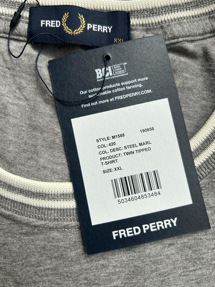 Fred Perry Twin Tipped T-Shirt M1588 420 Steel Marl New With Tags ...