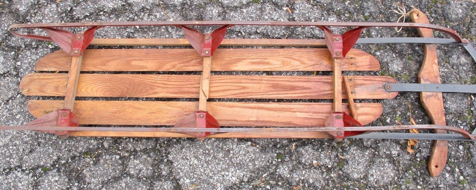 VINTAGE WOOD SLED Speedway by Gladding 61" With Steering Snow Ready | eBay