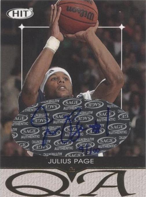 2004 SAGE Hit - Q & a Autographs Julius Page #QA9 /100 (AU, RC) for ...