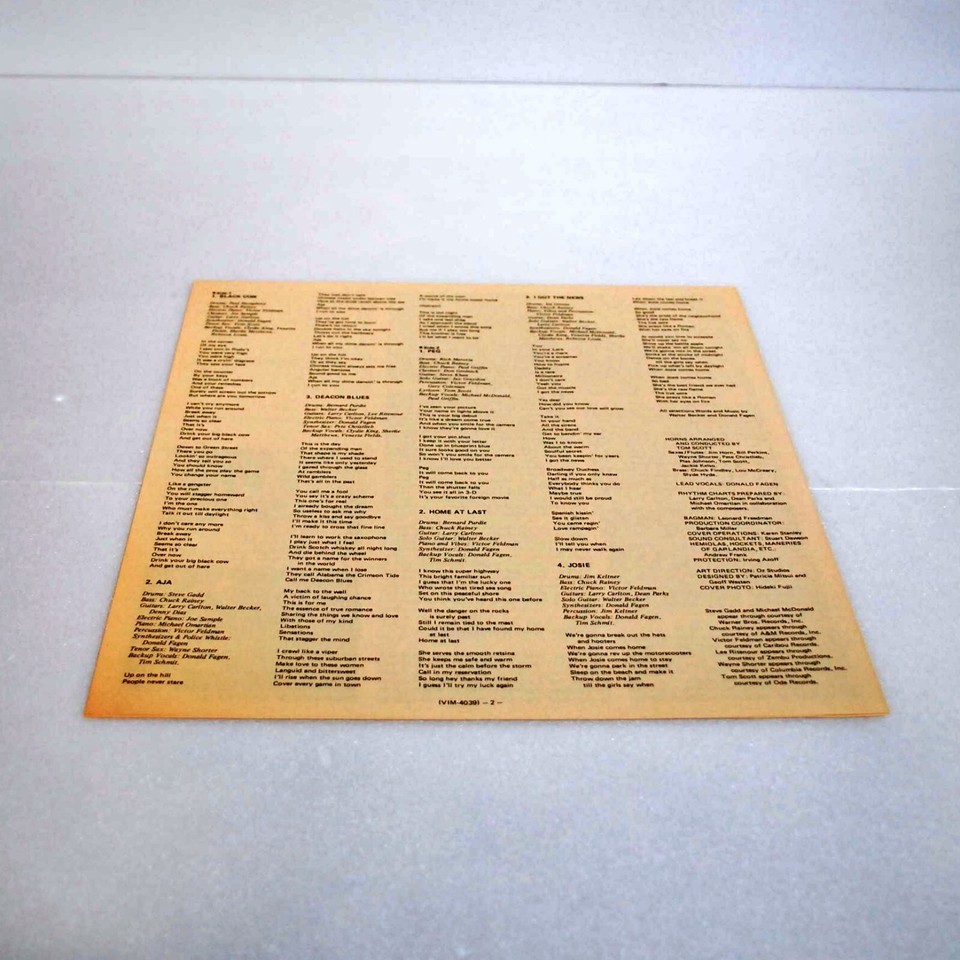 Steely Dan Aja 1977 Vinyl Record Obi Jazz Pop Rock Music Sound VIM-4039 ...