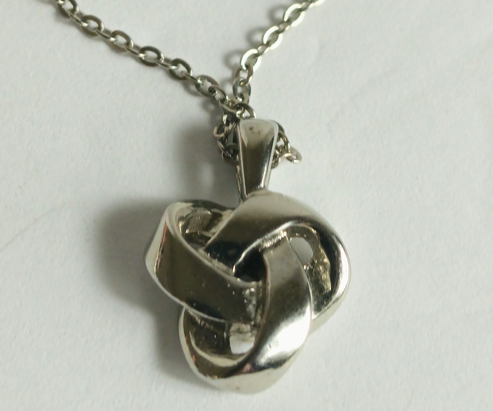 Dainty Silver Plated Love Knot Pendant Necklace Marked SN in Diamond ...