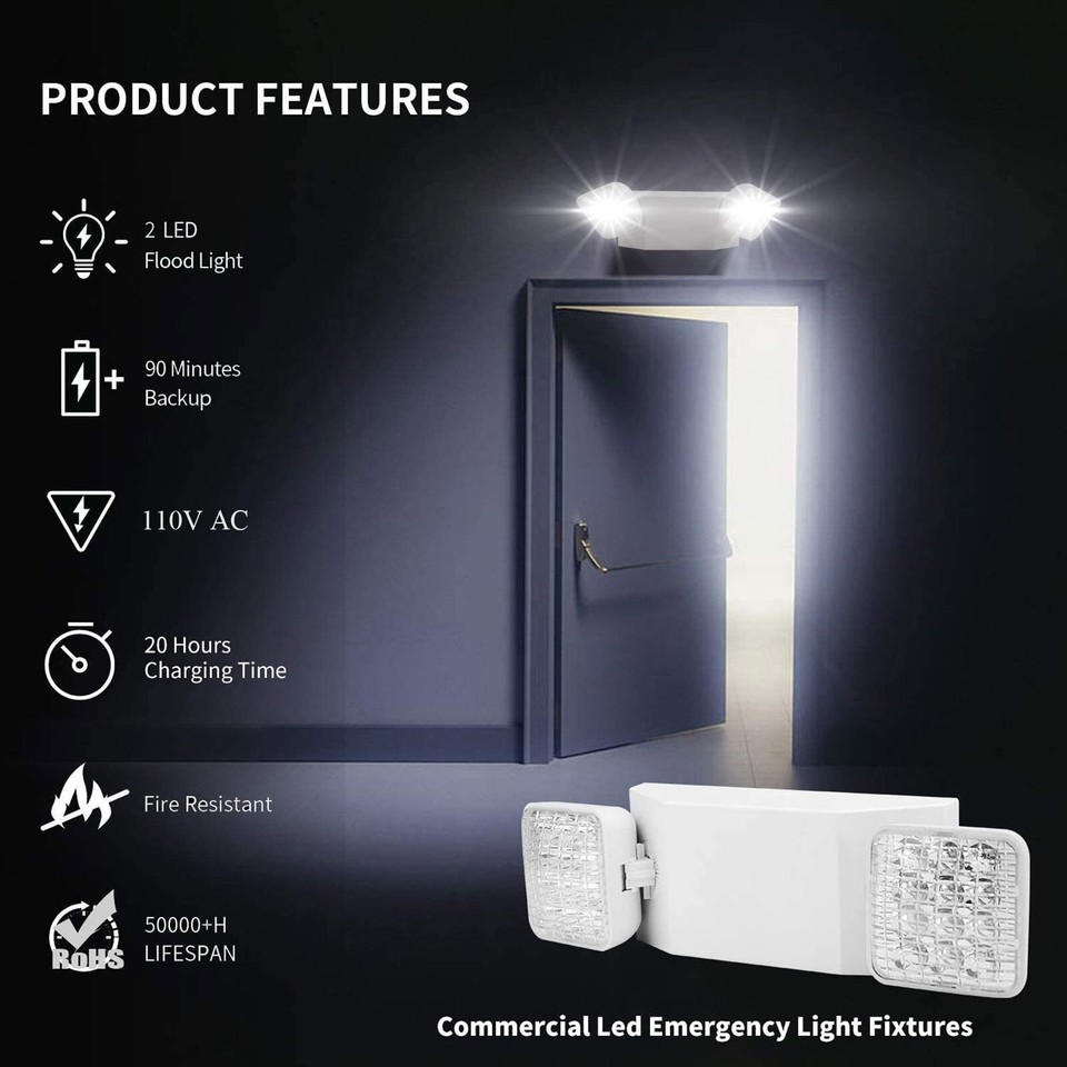 6 Pack Emergency LED Exit Light Waterproof Fixture With Battery Backup ...