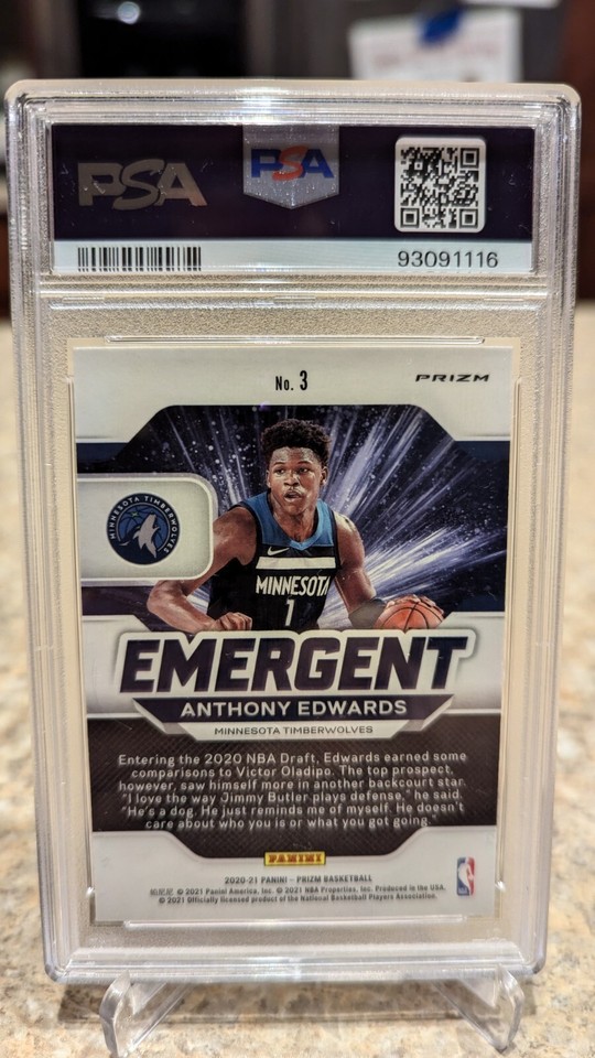 Anthony Edwards 2020-21 Panini Prizm Emergent Silver Prizm Rookie Card ...