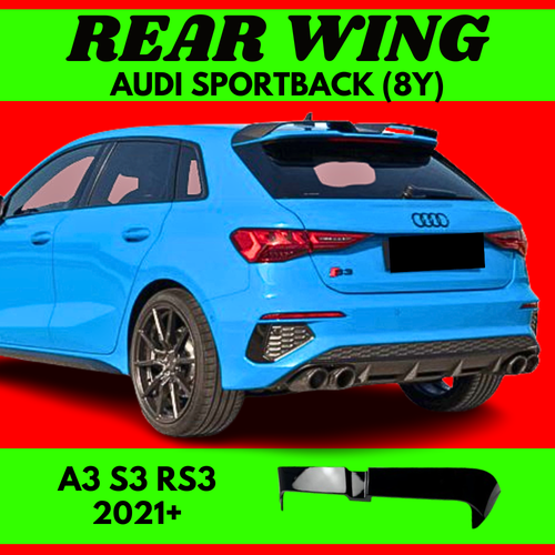 Gloss Blk Rear Roof Wing Oettinger Spoiler Fit Audi Sportback A3 RS3 S3 ...