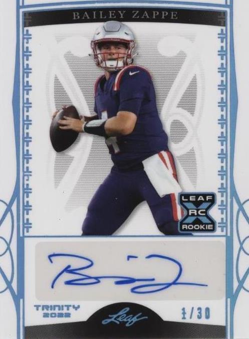 2022 Leaf Trinity - Bailey Zappe #BA-BZ1 Platinum /30 (AU, RC) for sale ...