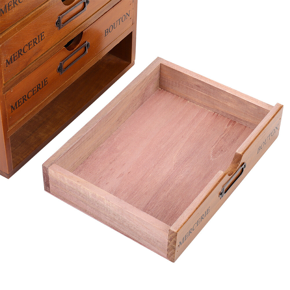 Wooden Small Drawers Desktop Sorting Storage Desk Organizer Draw Home ...