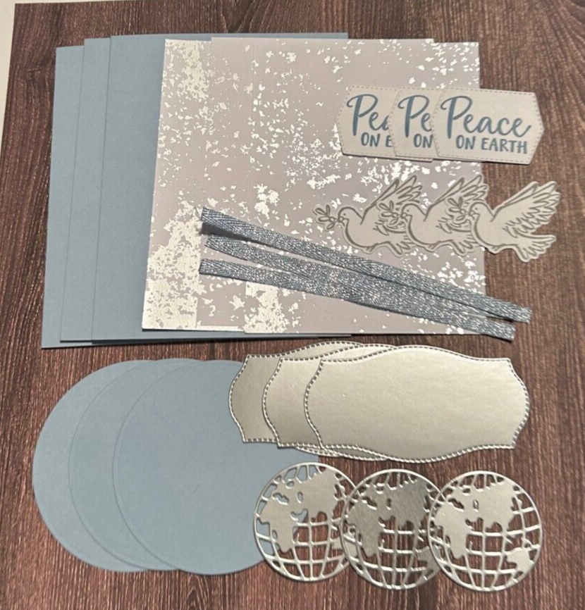 Christmas GREETING CARD KIT x4 +Env ~ Stampin Up Dove Peace on Earth ...