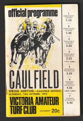 RACEBOOK. 1972 VATC CAULFIELD GUINEAS. EXCELLENT CONDITION. GUNSYND ...