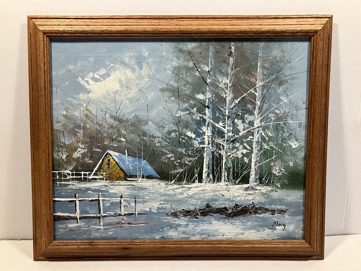 Cabin Landscape Painting Vintage Cabin In Wilderness Landscape Oil