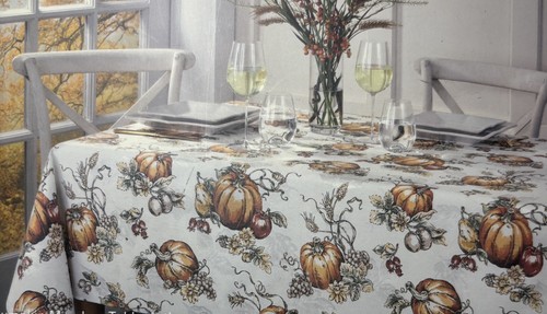 Lenox Pumpkin Meadow Tablecloth 60x84" Fall Autumn Thanksgiving Decor ...