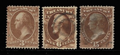 VERY AFFORDABLE GENUINE SCOTT #O73 O75 O79 USED SET OF 3 CBNC TREASURY ...