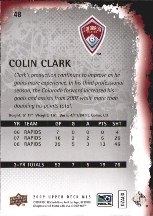 2009 Upper Deck MLS #48 Colin Clark | eBay