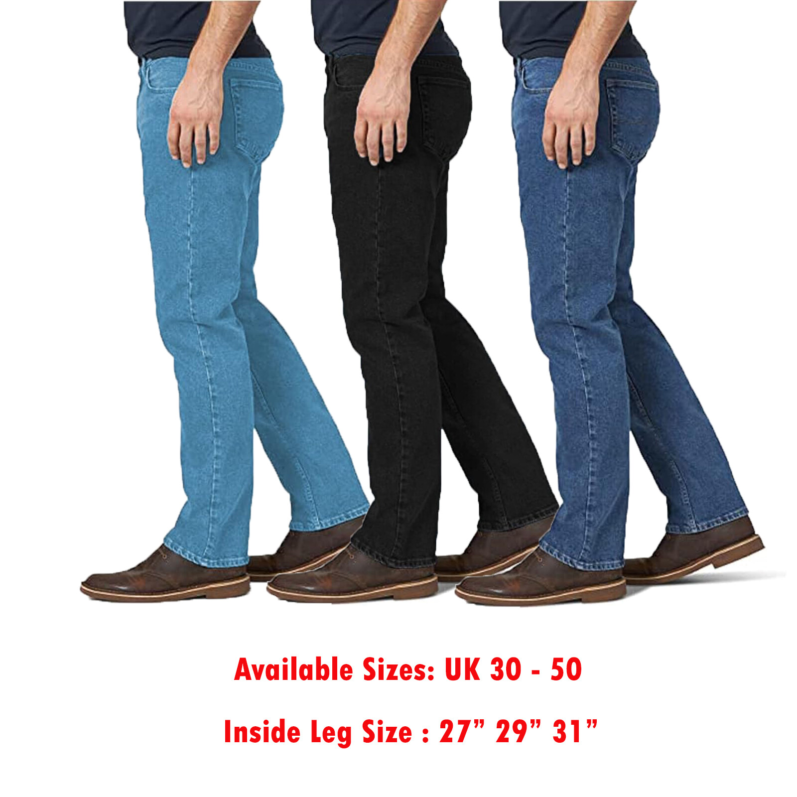 MENS DENIM JEANS WAIST 34 32 36 STRAIGHT LEG REGULAR FIT PLAIN PANTS | eBay