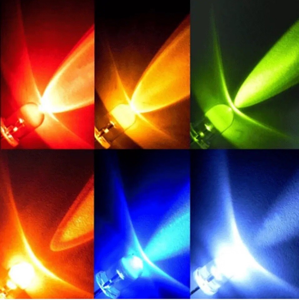 100pcs 3mm LED Light Emitting Diode White Red Green Yellow Assorted DIY ...