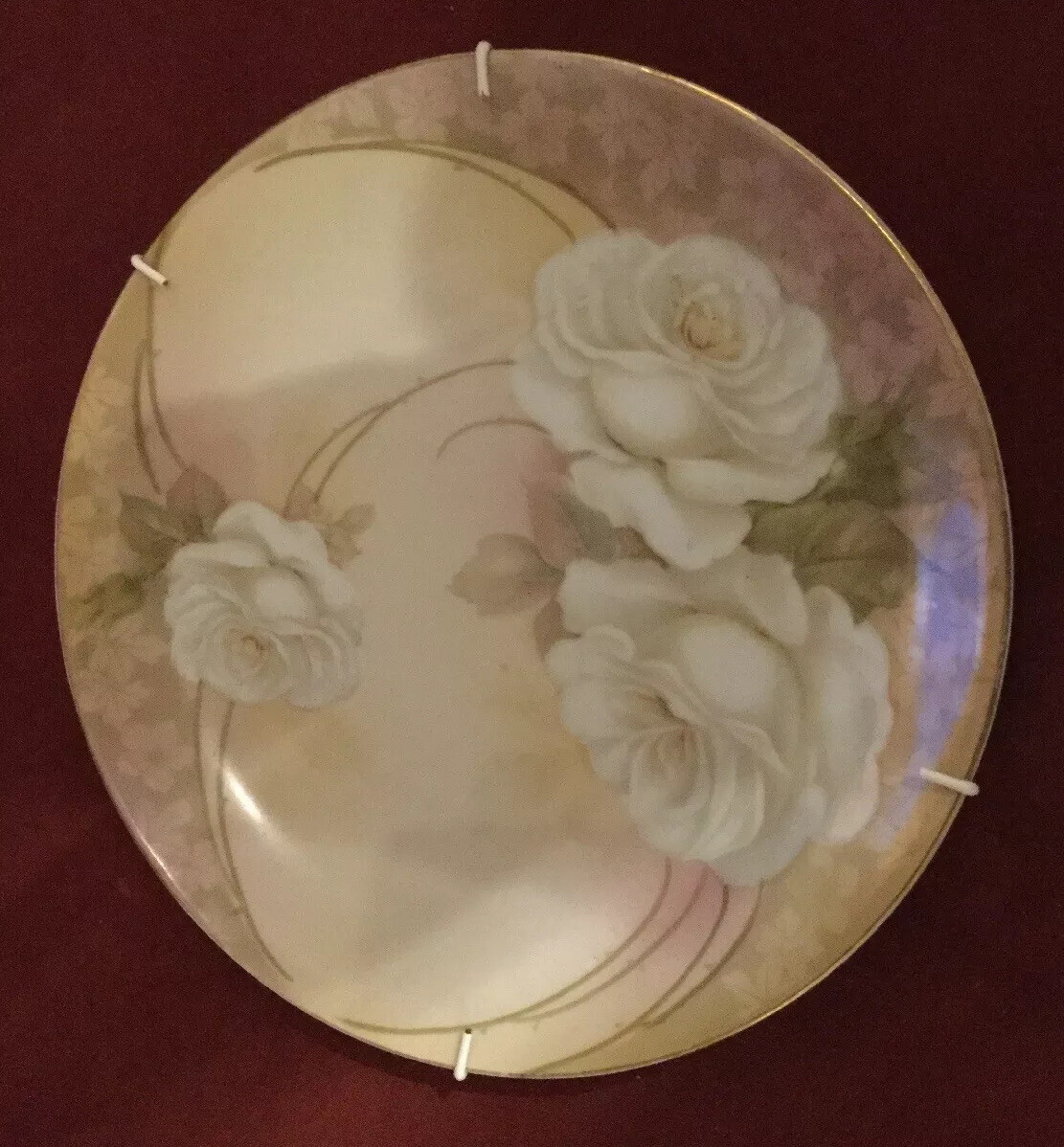 Vintage Regina Ware Germany Hand Painted Pink & White Roses On 8 3/8 ...