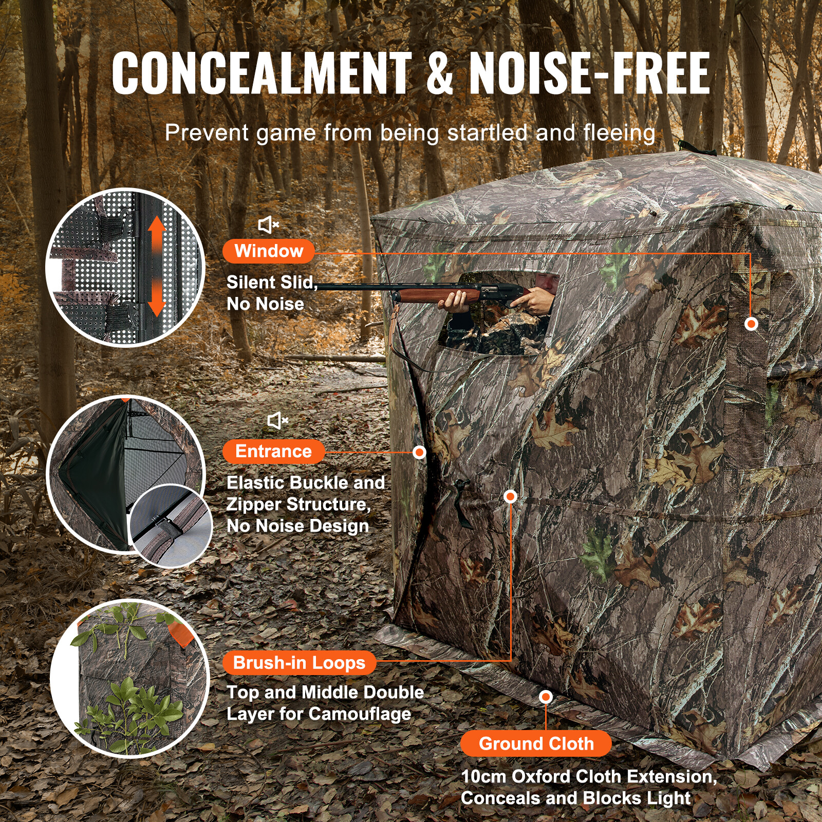 VEVOR Hunting Blind 270° See Through Ground Blind One-Way Mesh for 1-2 ...