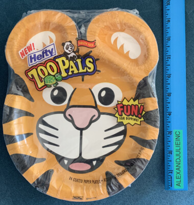 NEW Hefty ZOO PALS Paper Plates 24 Pack Assorted SEALED 2001 FIRST EVER ...