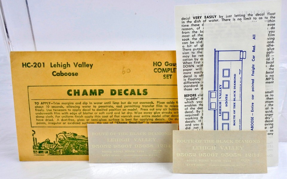 CHAMP HO SCALE HC-201 LEHIGH VALLEY CABOOSE DECAL 2-PACK | eBay