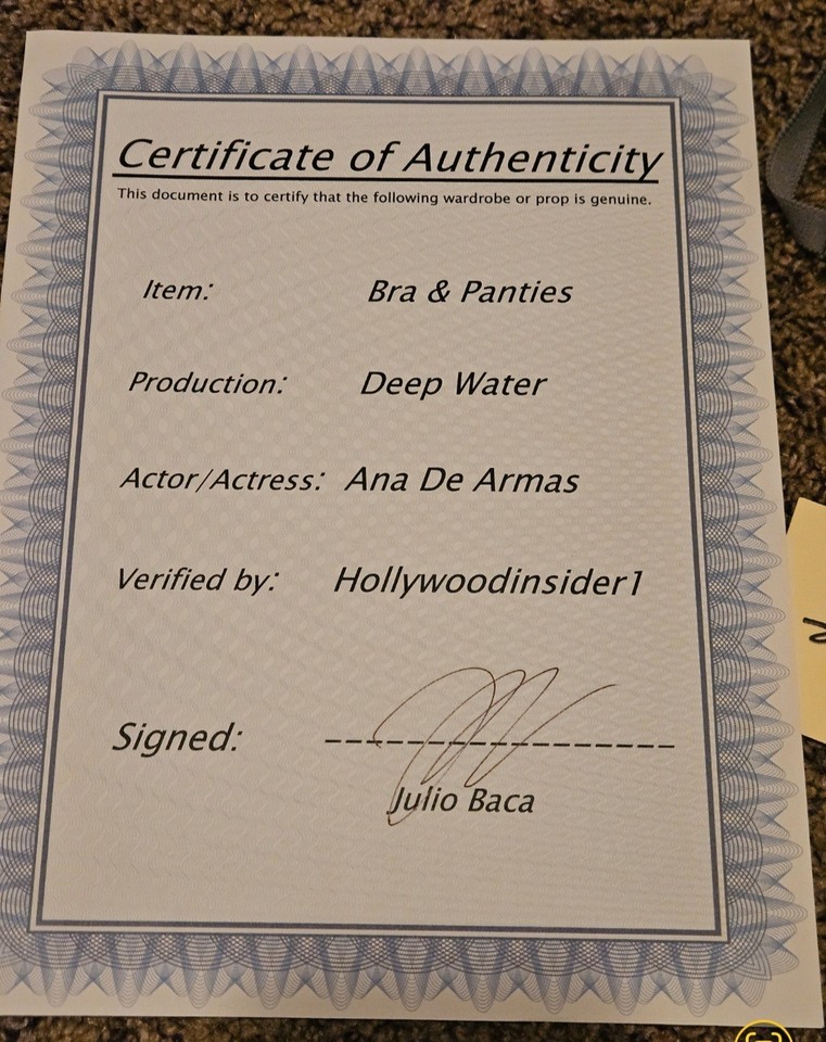 Deep Water Movie Prop Ana de Armas Bra and Panties with COA | eBay
