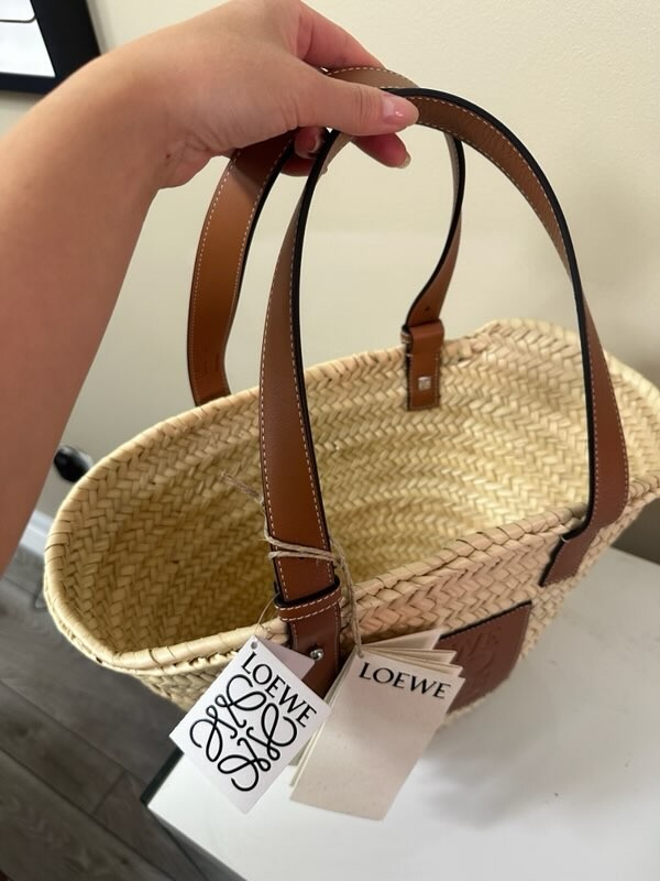 Authentic Brand New LOEWE Embossing Anagram Straw Basket Hand Bag | eBay