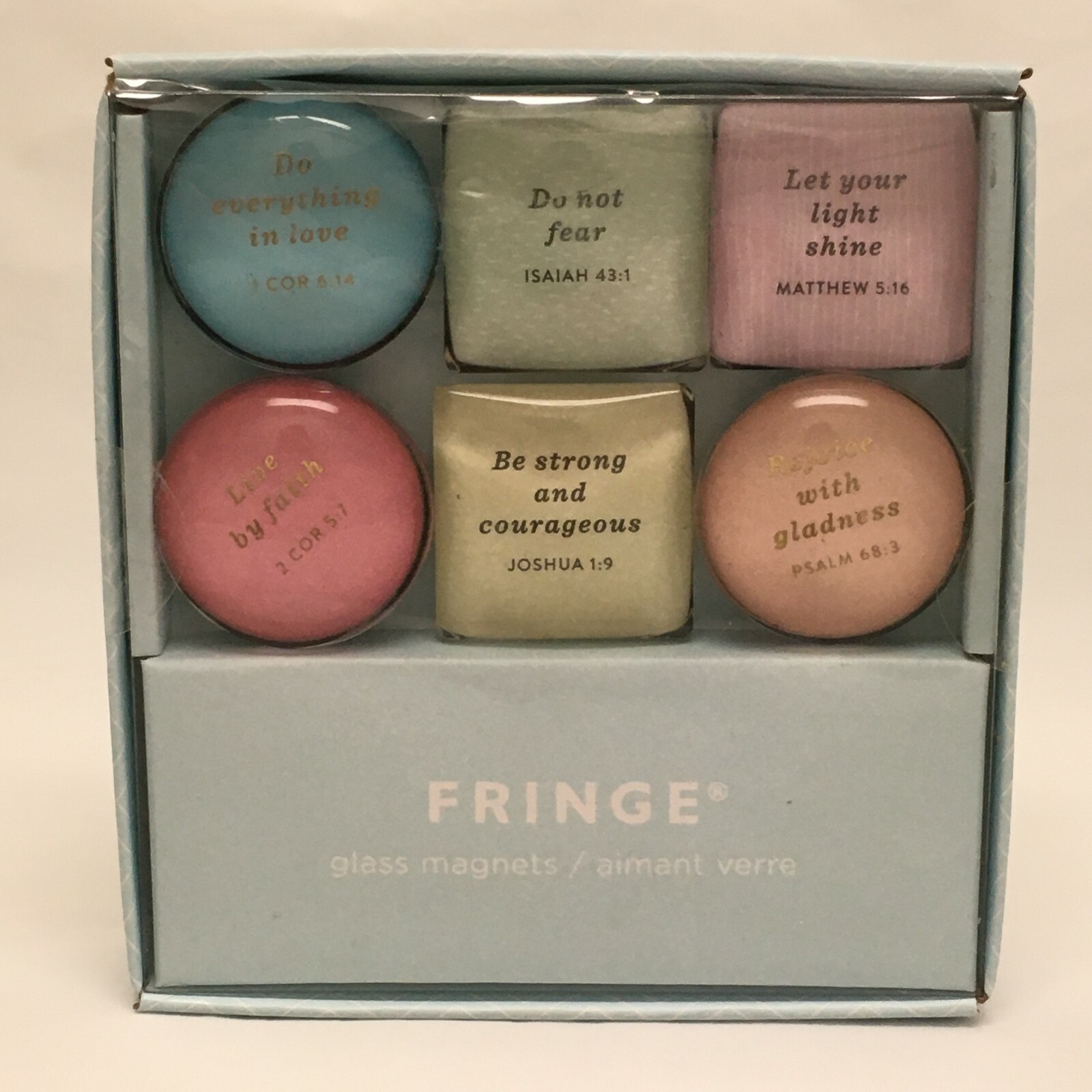 Fringe Bible Quote Set of 6 Glass Fridge Note Magnets 1” Square Round ...