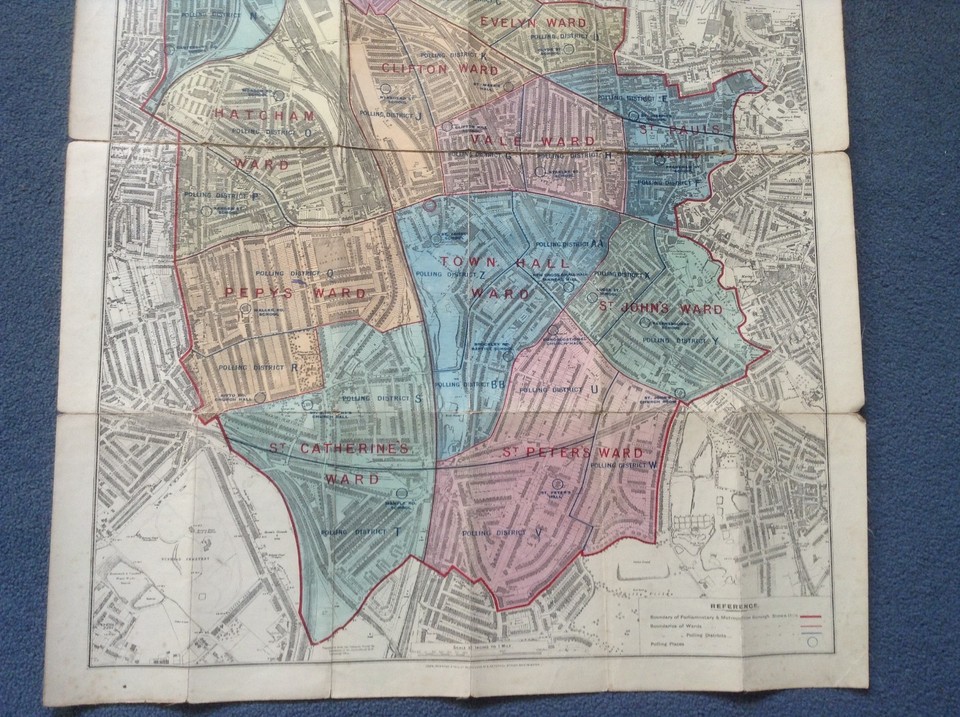 RARE - Borough of DEPTFORD Wards & Polling Districts Map - 1925 | eBay UK