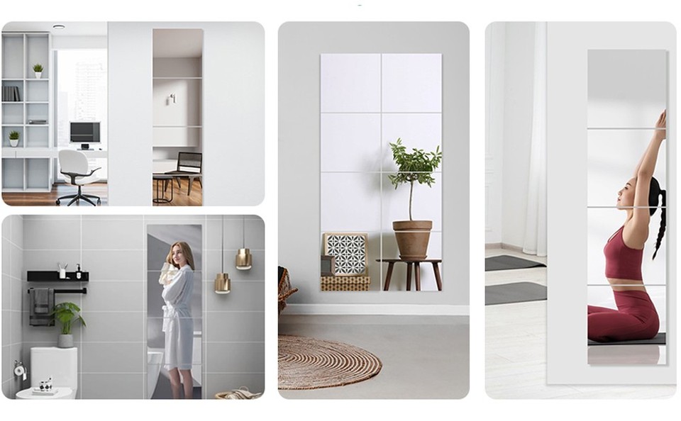 14x12 Inch Wall Mirror 4 Pack, Acrylic Self Adhesive Mirrors for Wall ...