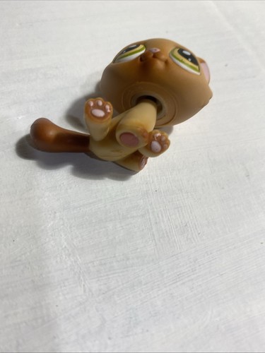 Hasbro LPS Littlest Pet Shop Tan Brown Kitty Cat Figure Yellow Green ...