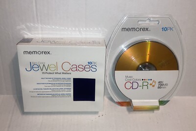 Memorex Cool Colors CD-R 40x 700mb 80min W/ 10 Jewel CD Cases - New | eBay